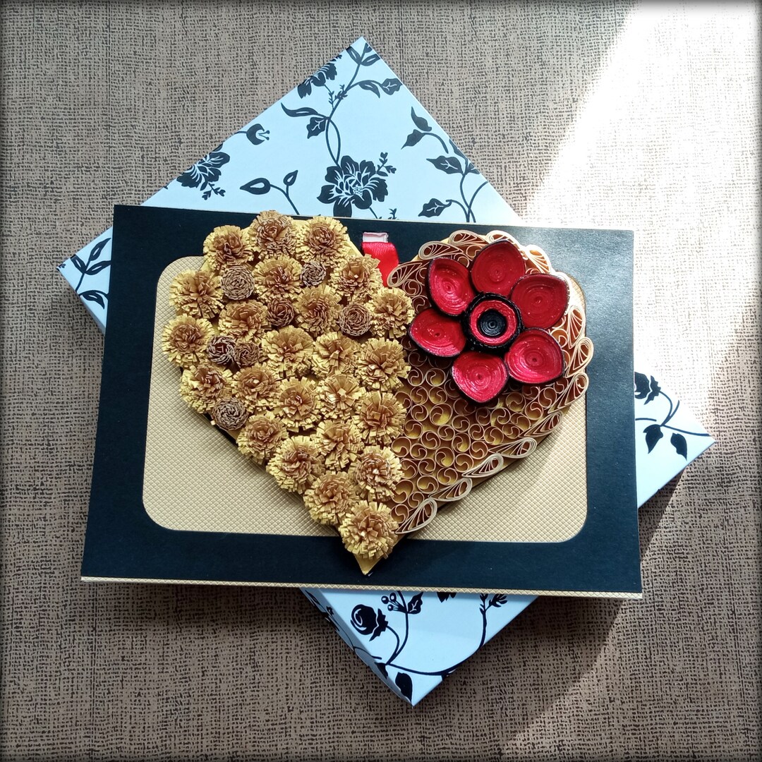 Quilling Heart Card With Removable Quilled Heart Ornament - Etsy Israel