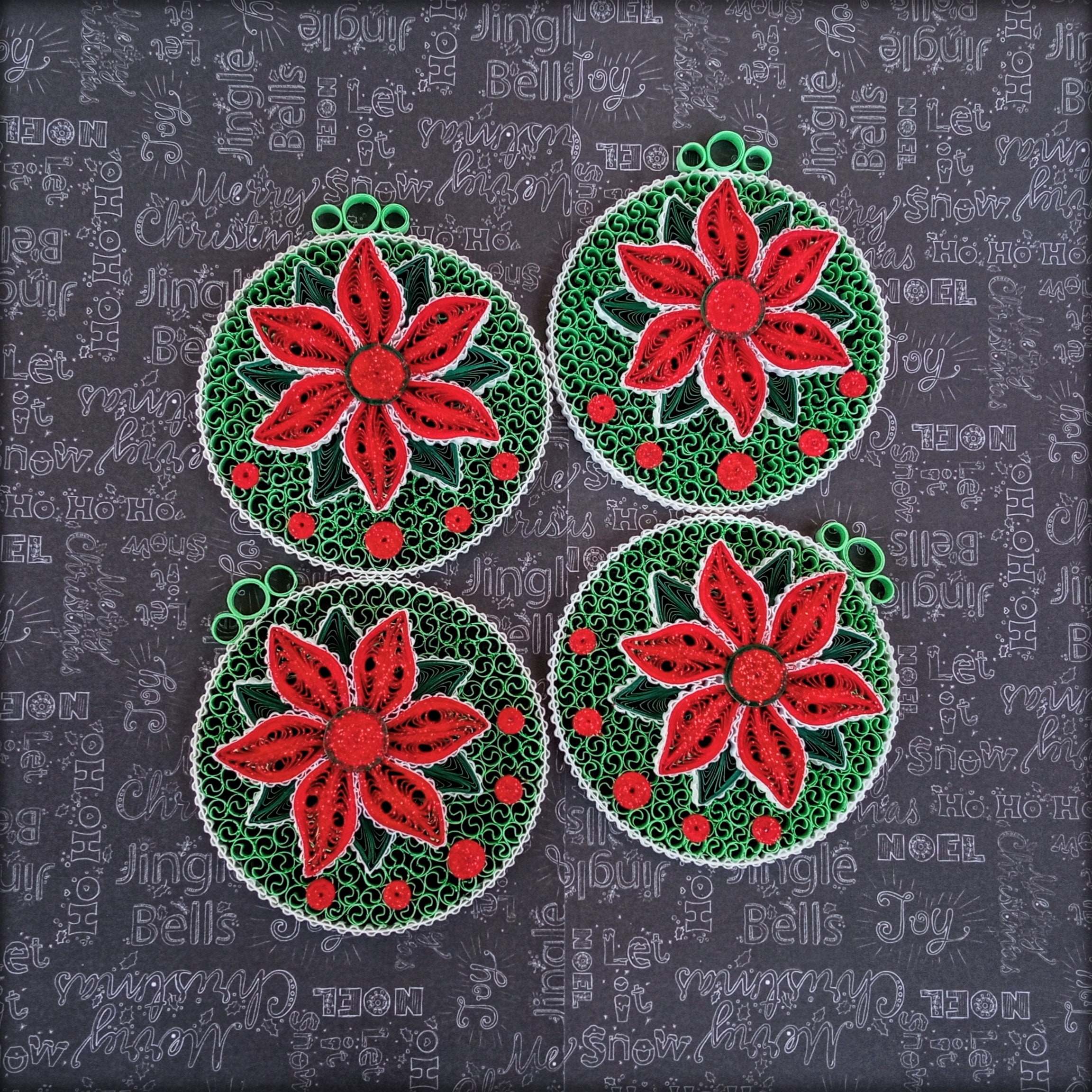 Quilling Ball-shaped Christmas Decoration Quilled Poinsettia Flower ...