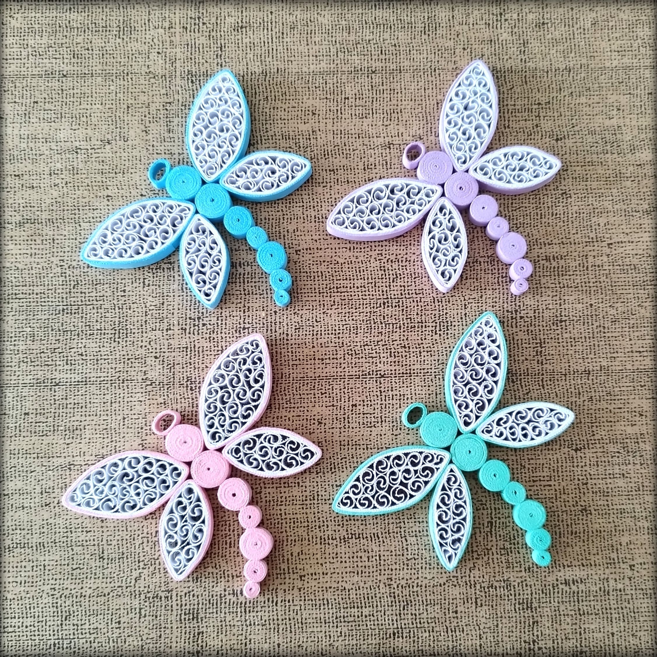 Set of 4 Dragonfly Quilled Dragonfly Ornament Small Dragonfly Decor ...