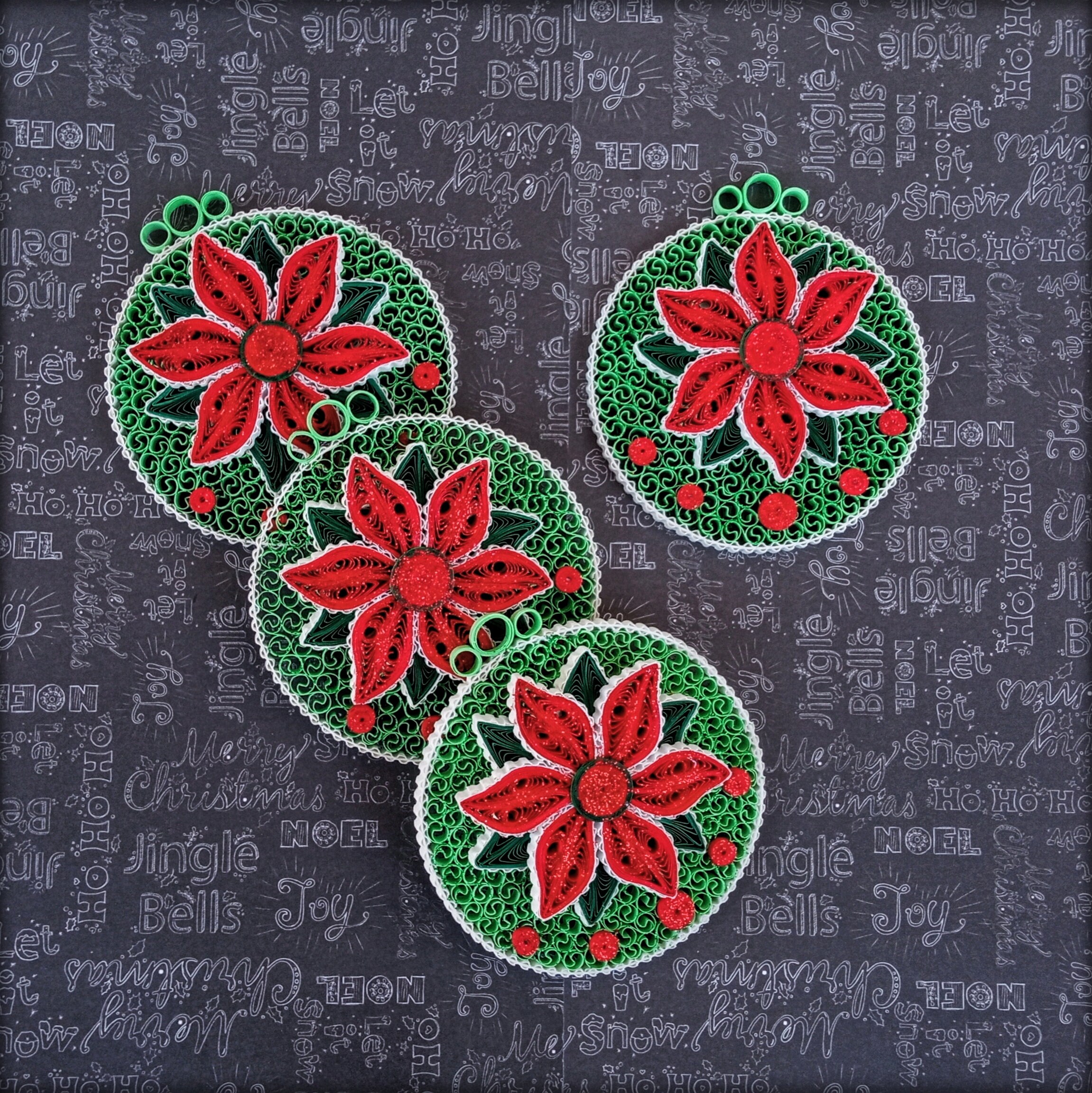 Quilling Ball-shaped Christmas Decoration Quilled Poinsettia Flower ...