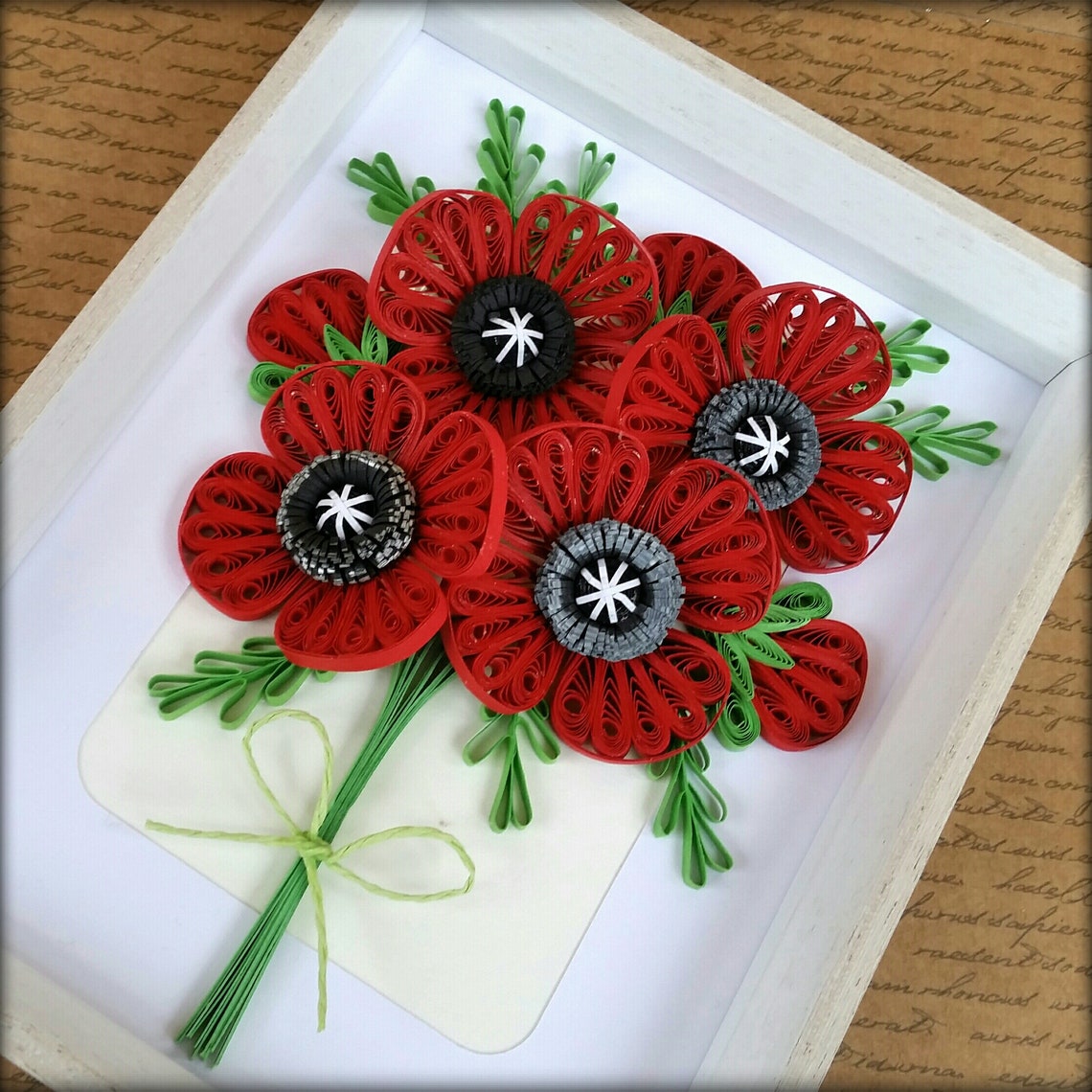 Quilled Poppy Flower Bouquet Framed Quilling Wall Art - Etsy