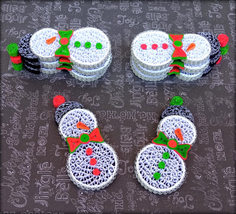 Set of 2 Quilled Snowman Ornament Quilling Christmas Decor - Etsy