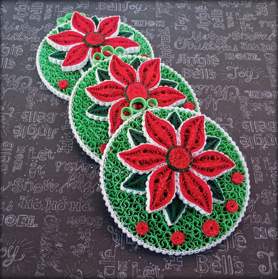 Quilling Ball-shaped Christmas Decoration Quilled Poinsettia Flower ...
