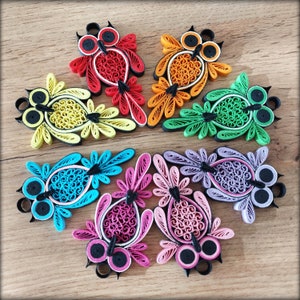 Set of 4 Owls - Quilled Owl Ornament – Small Owl Decor - Gift for Owl ...