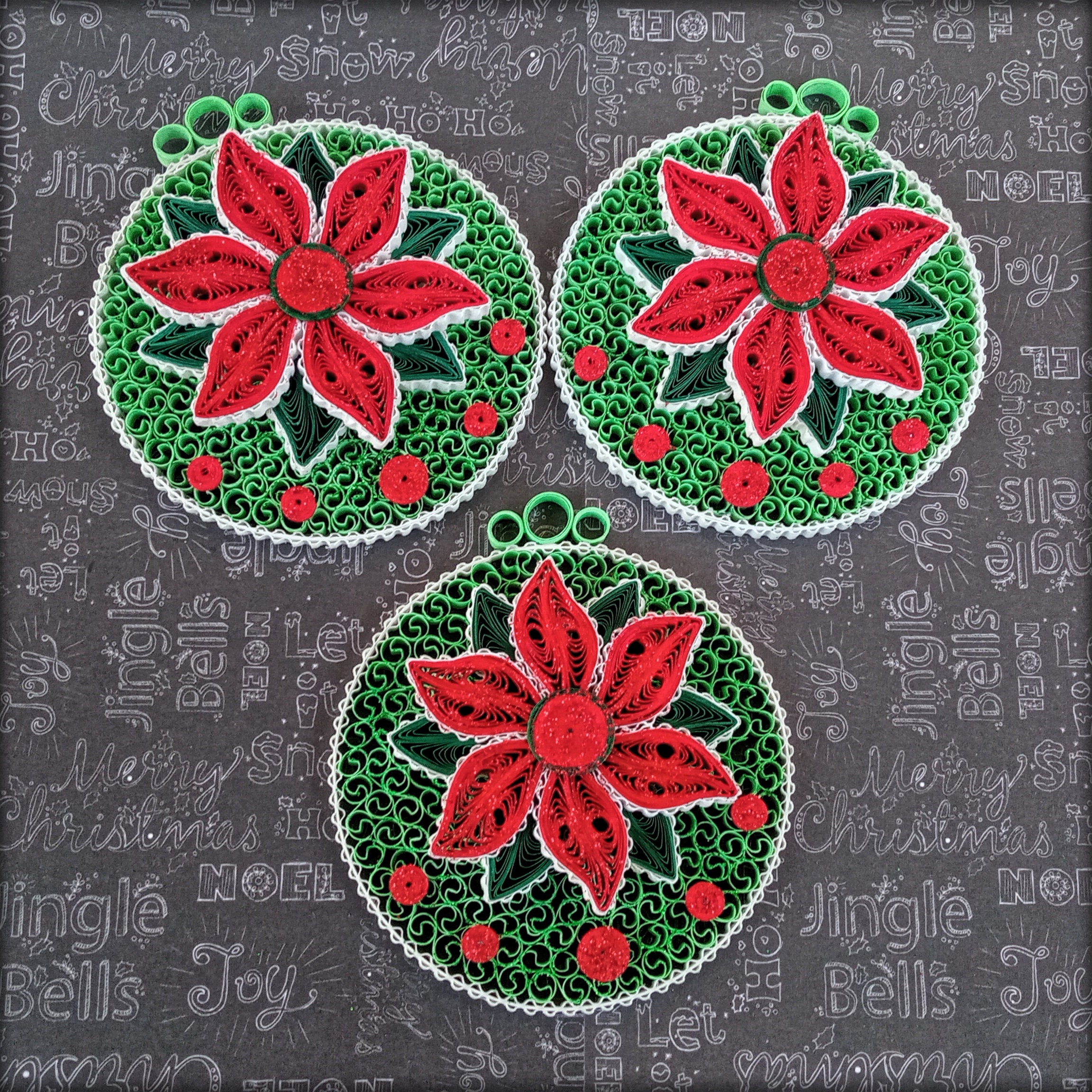 Quilling Ball-shaped Christmas Decoration Quilled Poinsettia Flower ...