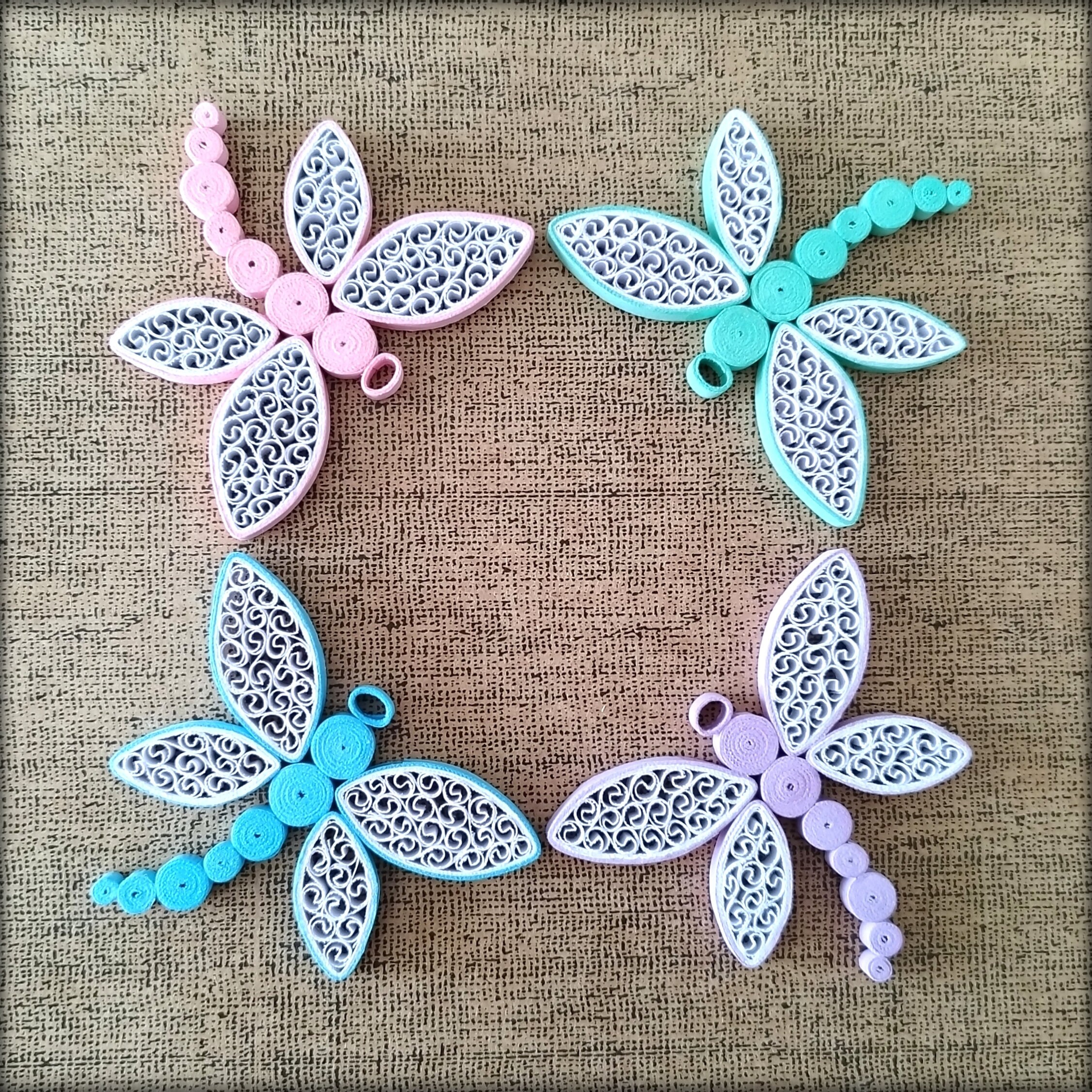 Set of 4 Dragonfly Quilled Dragonfly Ornament Small Dragonfly Decor ...