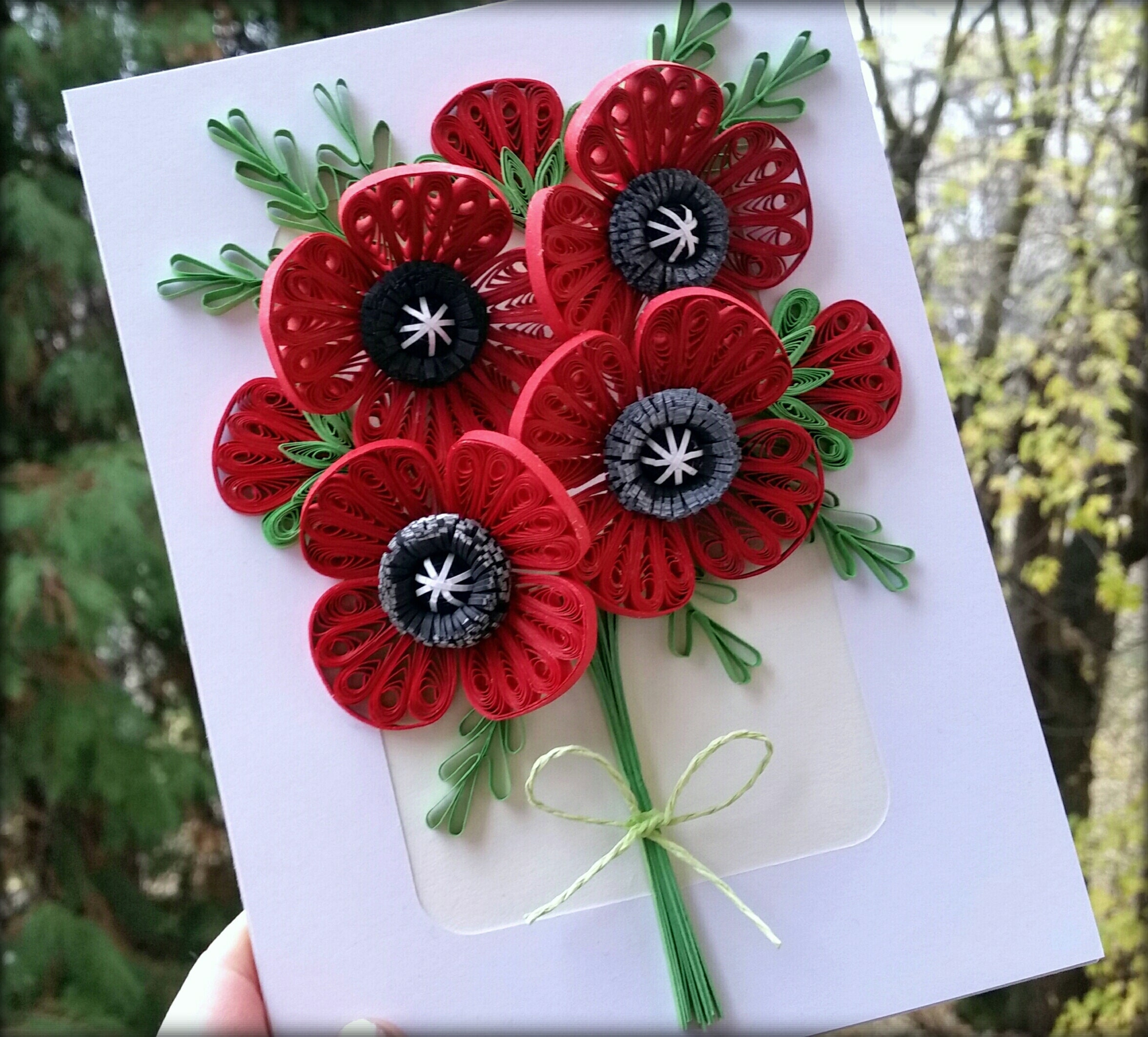 Quilled Poppy Flower Bouquet Framed Quilling Wall Art First Anniversary ...