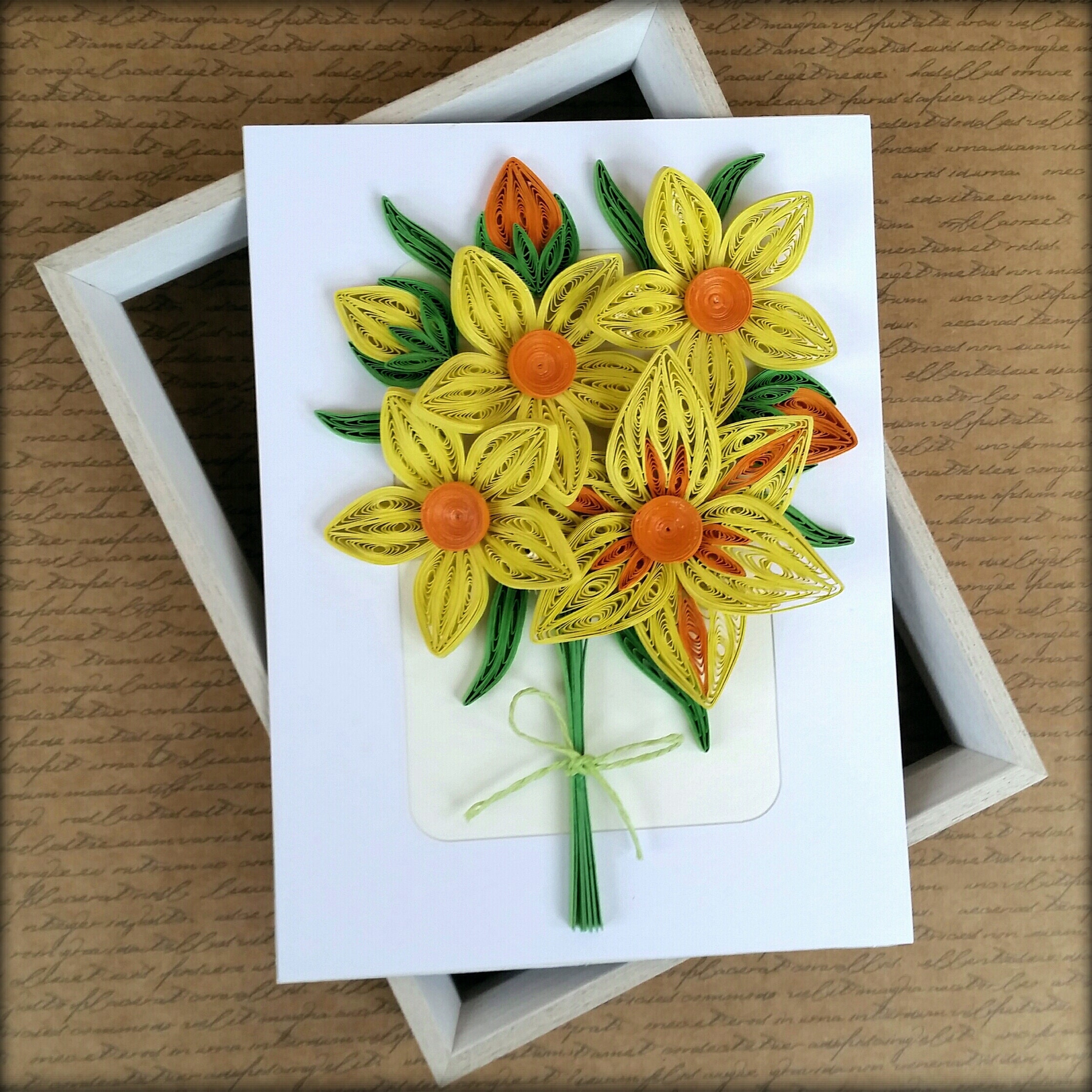 Quilled Daffodil Flower Bouquet Framed Quilling Daffodil - Etsy