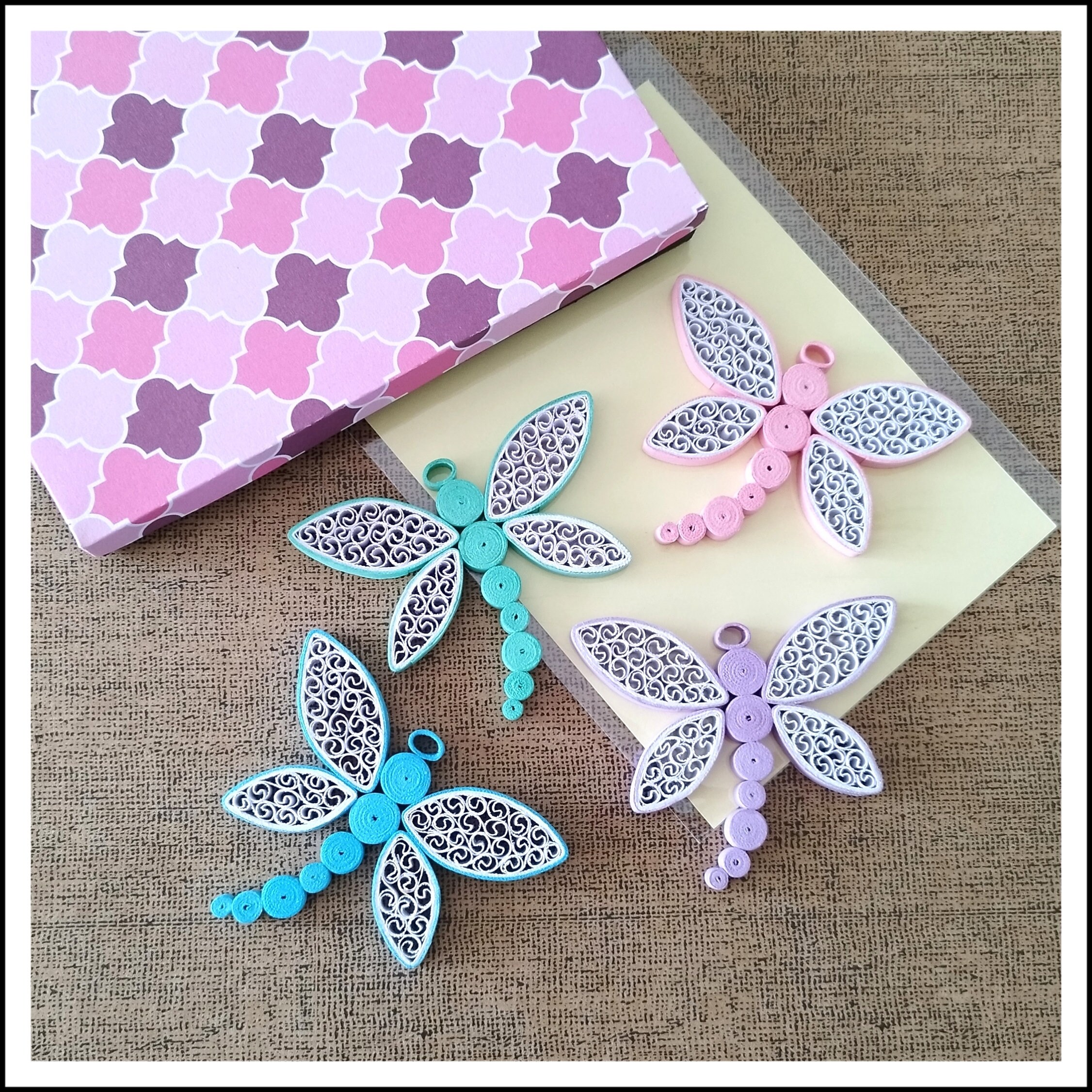 Set of 4 Dragonfly Quilled Dragonfly Ornament Small Dragonfly Decor ...