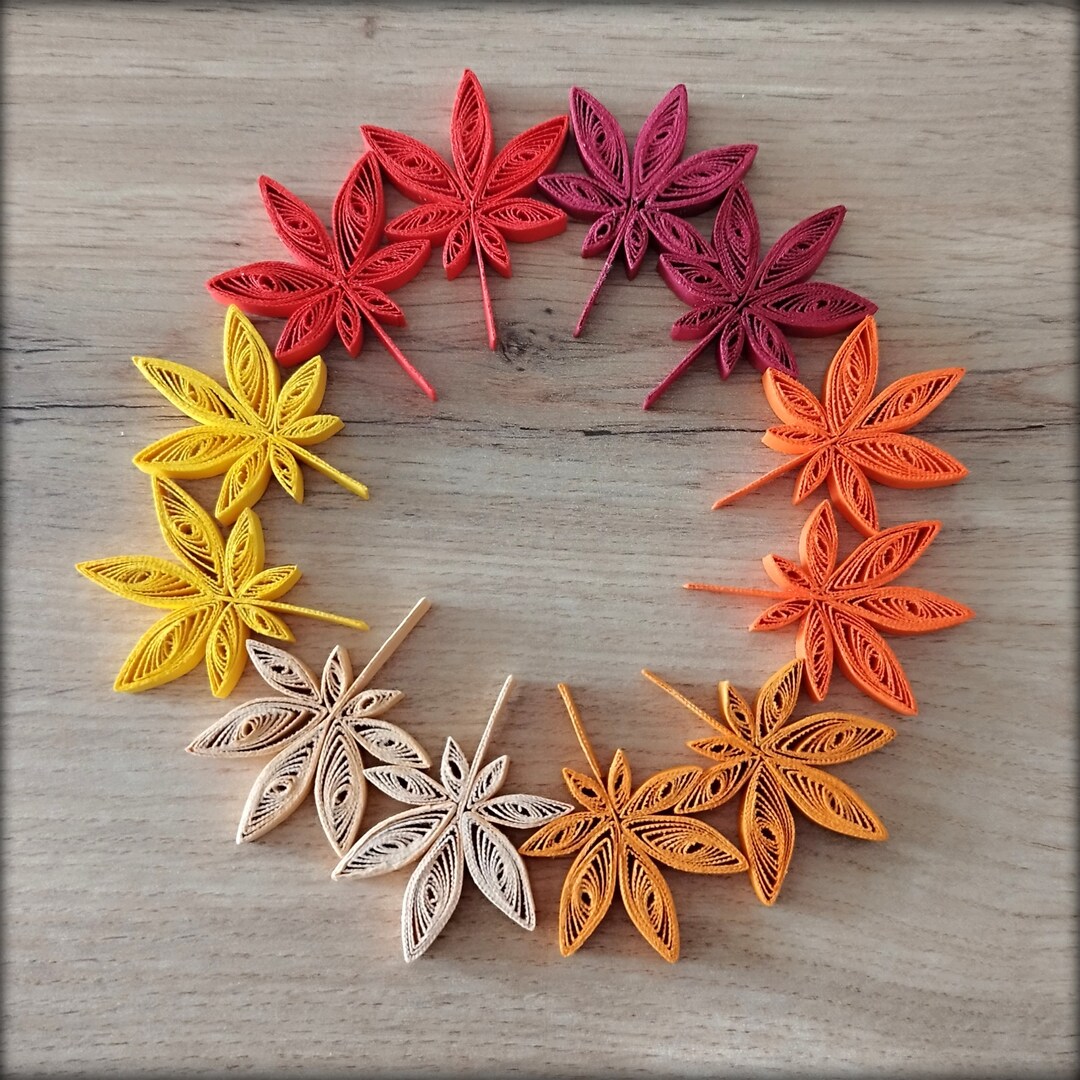 Set of 12 Quilled Maple Leaves - Quilled Maple Leaf Supply - Card ...