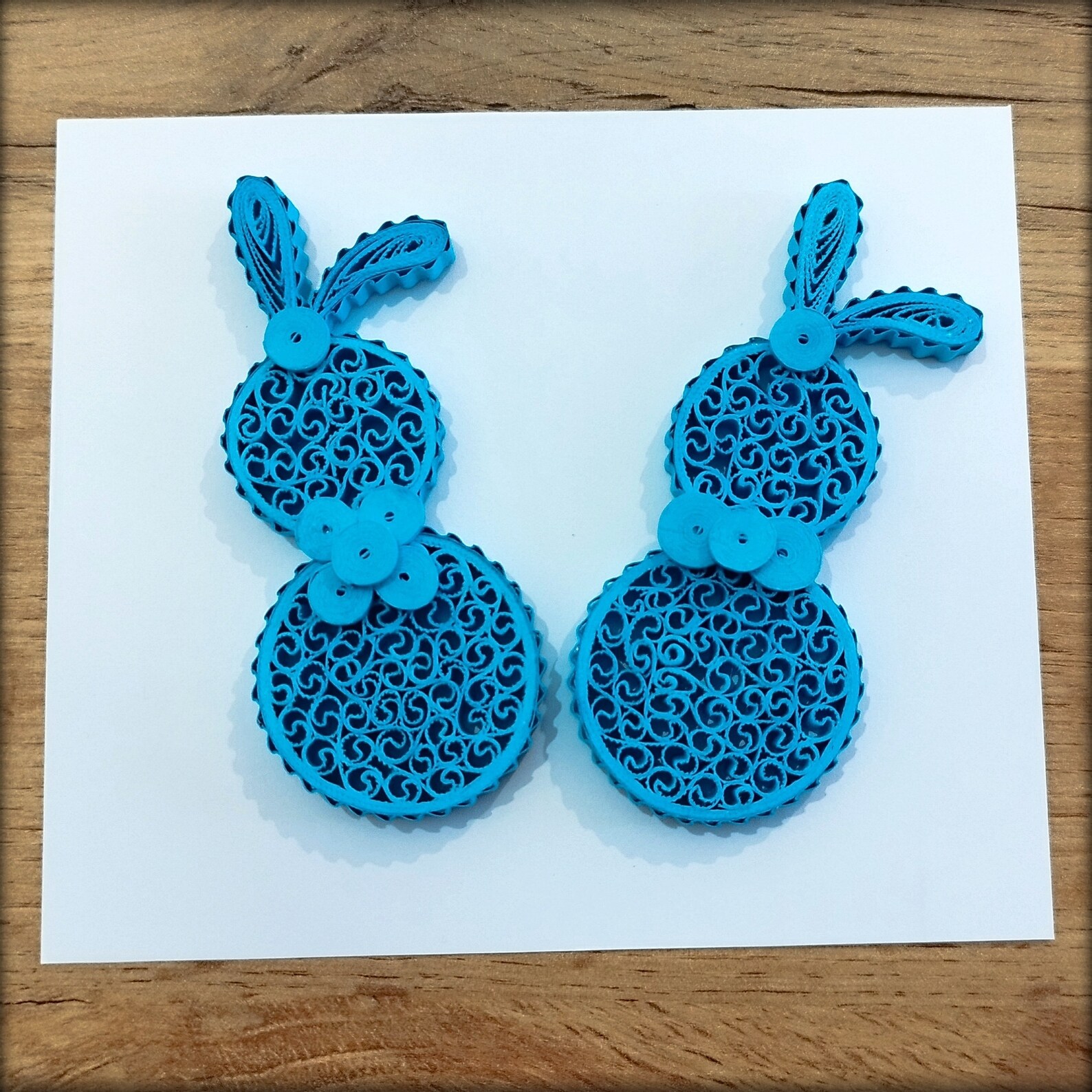 Set of 2 Quilled Small Bunny Rabbit Paper Ornament Paper Bunnies Mini ...