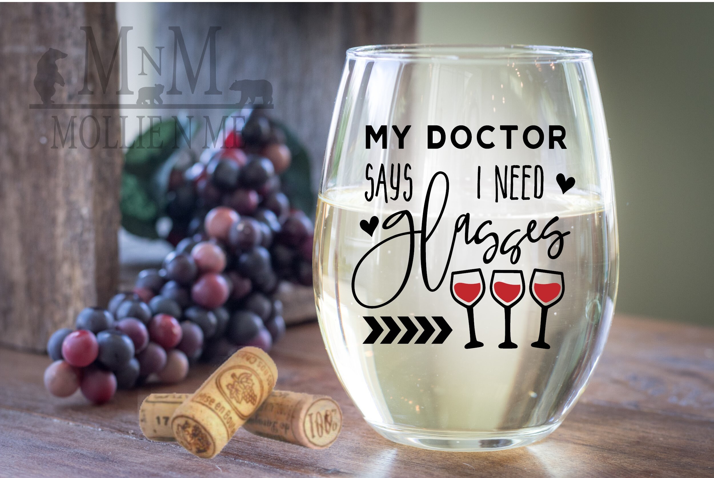 My Doctor Says I Need Glasses Stemless Wine Glass Fun Wine | Etsy