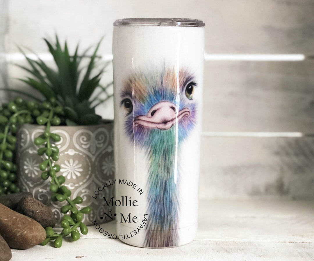 Rainbow Ostrich Glittered Tumbler - Ostrich Lovers Gift - Ostrich Life ...
