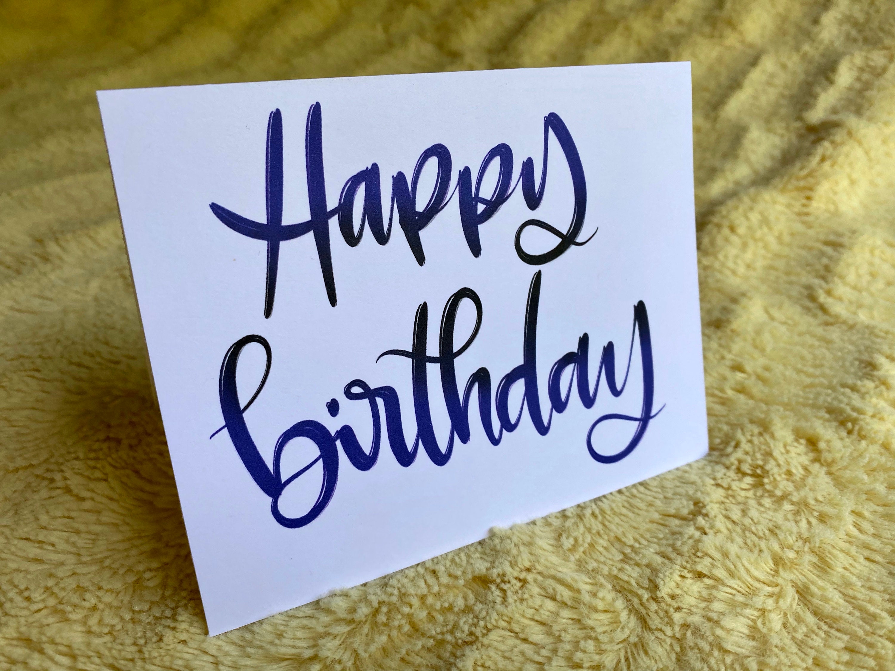 Calligraphy happy Birthday Greeting Card - Etsy