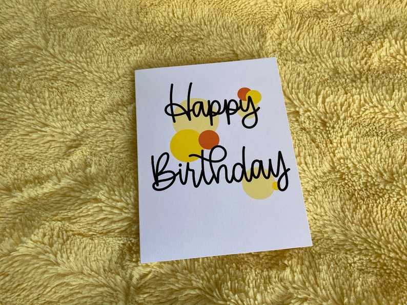 Colorful happy Birthday Greeting Card yellow - Etsy