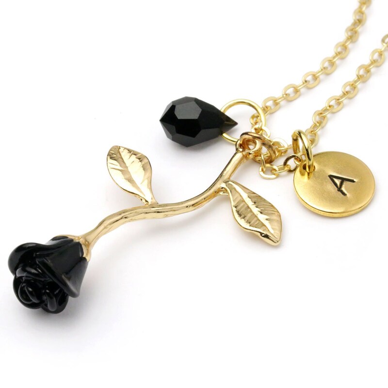 Black Rose Necklace - Etsy