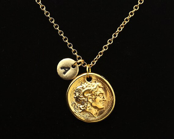 Alexander the Great Necklace Gold Coin Necklace Coin Charm | Etsy