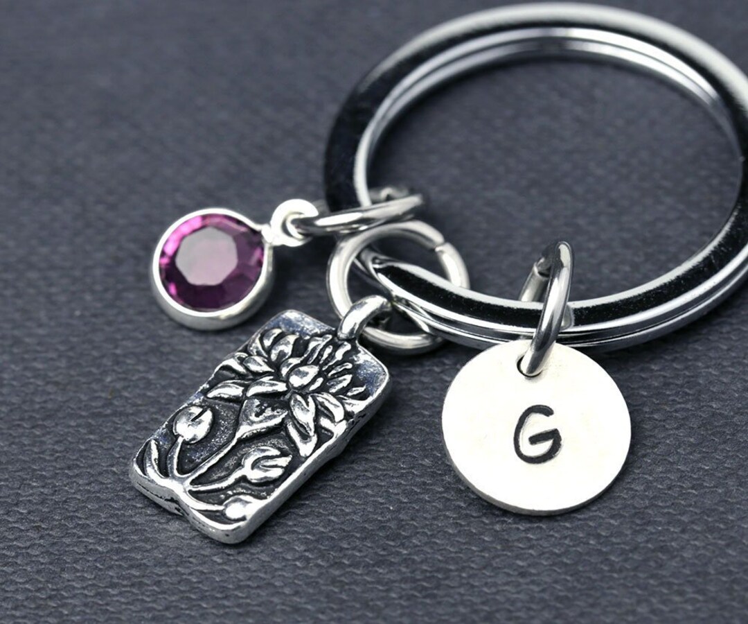 Lotus Flower Keychain, Silver Lotus Keyring, Zen, Yoga, Buddhist ...