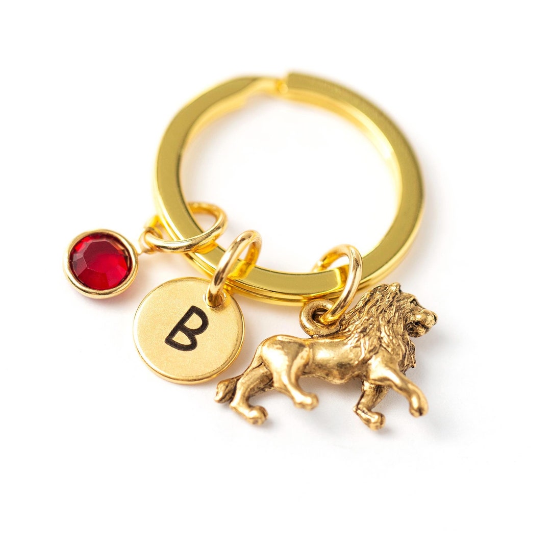 Gold Lion Keychain, Keyring, African Animal Keychain, Lion Charm ...