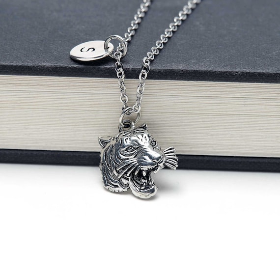 Silver Roaring Tiger Necklace Tiger Head Charm Necklace | Etsy