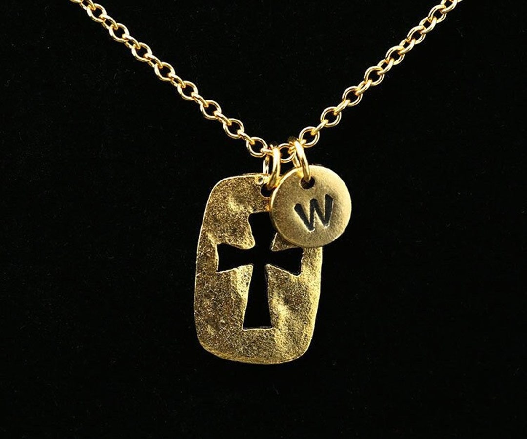 Ancient Cross Necklace, Antique Gold Cross Pendant, Hammered Cross ...