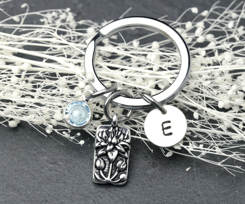 Lotus Flower Keychain Silver Lotus Keyring Zen Yoga - Etsy