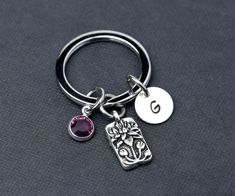 Lotus Flower Keychain Silver Lotus Keyring Zen Yoga - Etsy