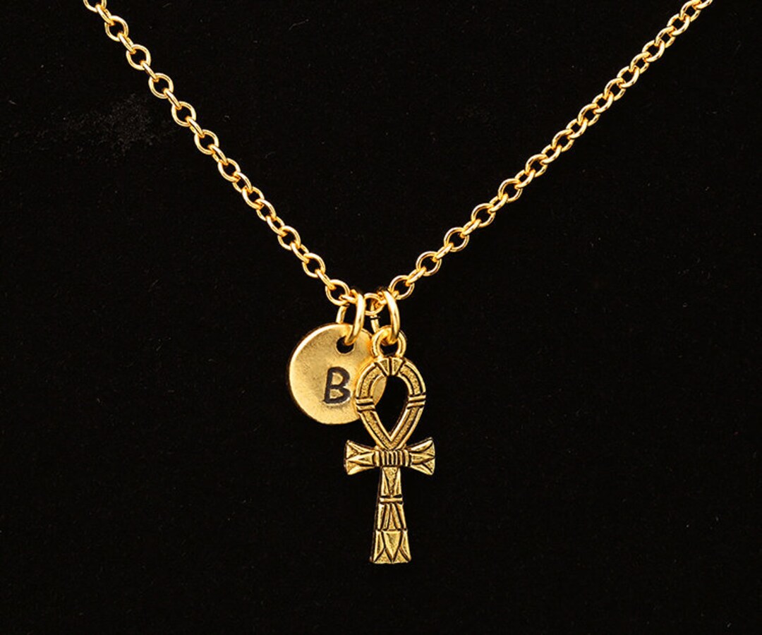 Gold Ankh Necklace, Symbol of Life Necklace, Egyptian Jewelry, Egyptian ...