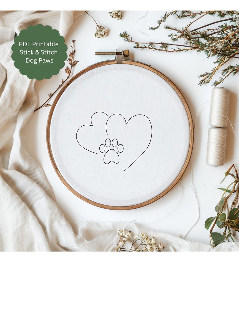 Dog & Cat Paws Stick and Stitch Printable Embroidery Designs Hand ...