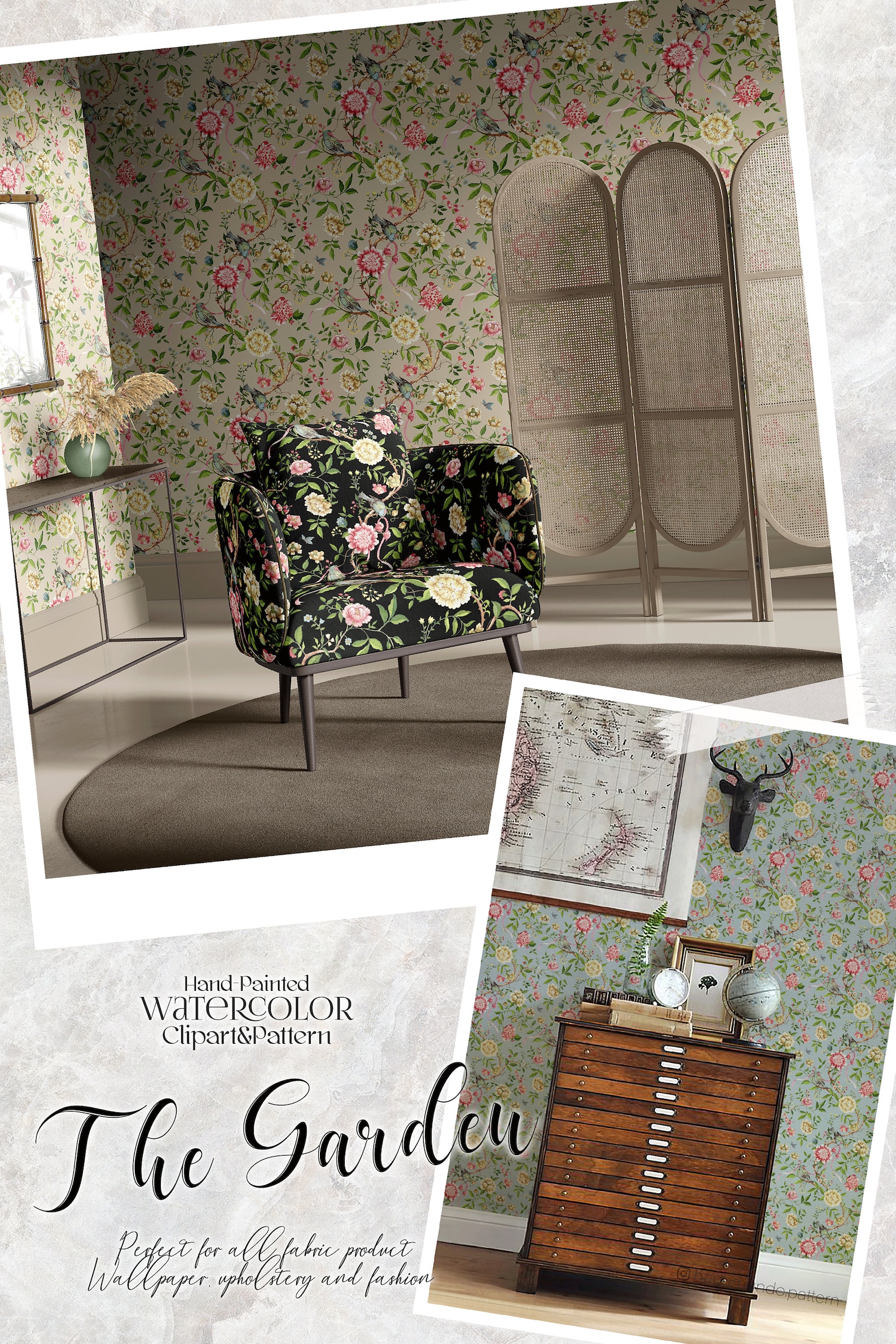 The Garden Theme Hand Painted Element Set Watercolor Floral - Etsy