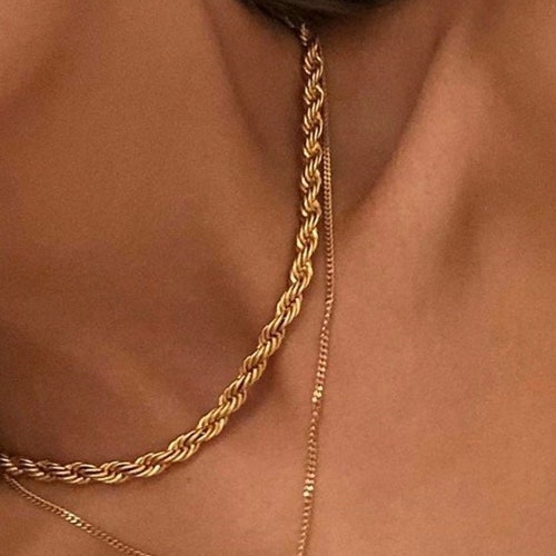 2mm Thin Gold Rope Twist Chain Chunky Chain Necklace Gold - Etsy