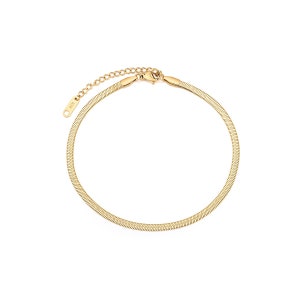 Gold Herringbone Anklet, Dainty Gold Herringbone Anklet, Simple ...
