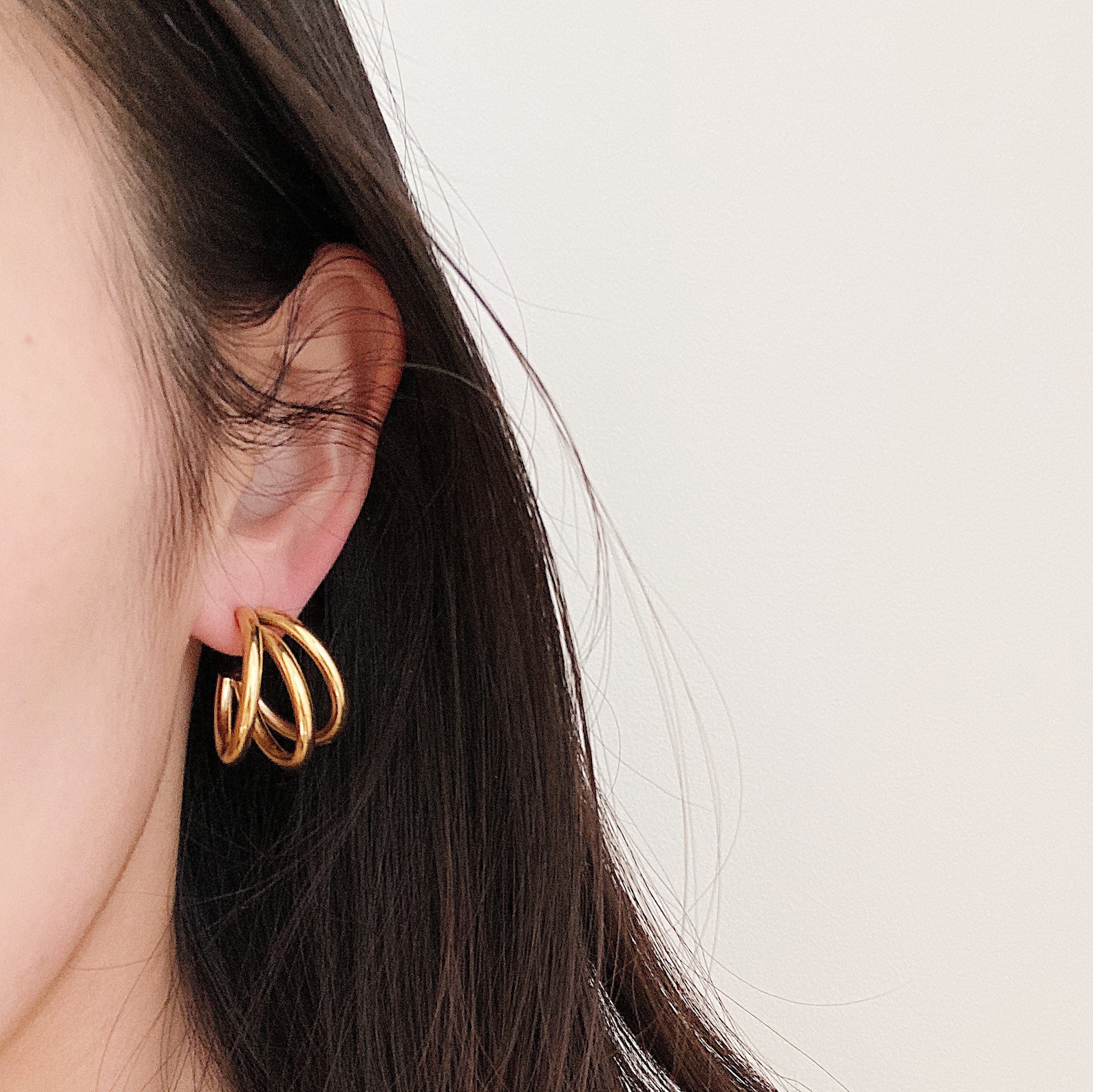 14k Gold Triple Hoops Gold Hoop Earrings Minimal Gold Hoops | Etsy