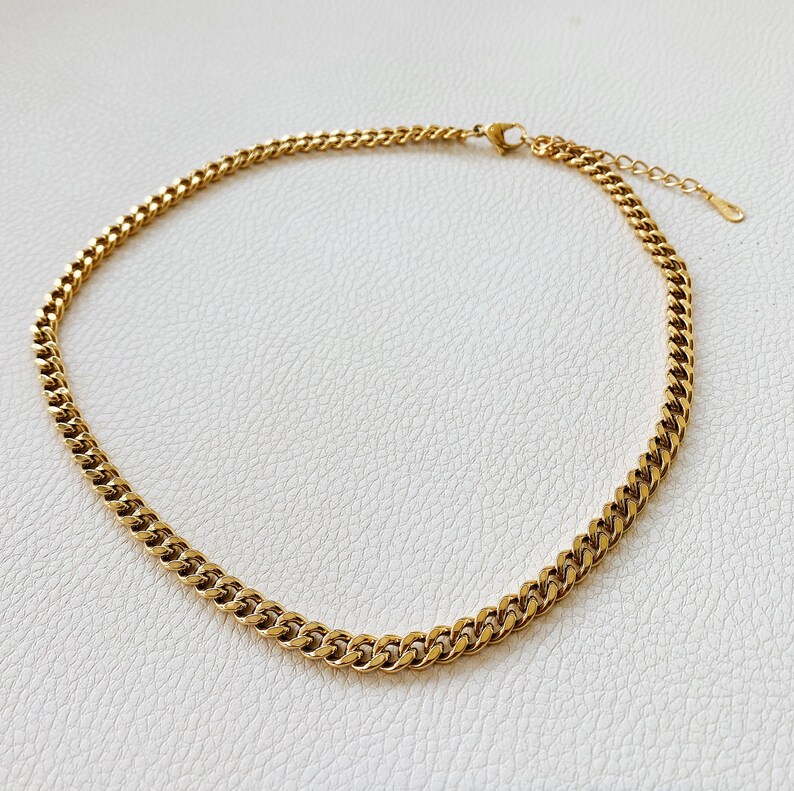Thick Thin Gold Chain Necklace Gold Curb Chain Chunky Gold | Etsy