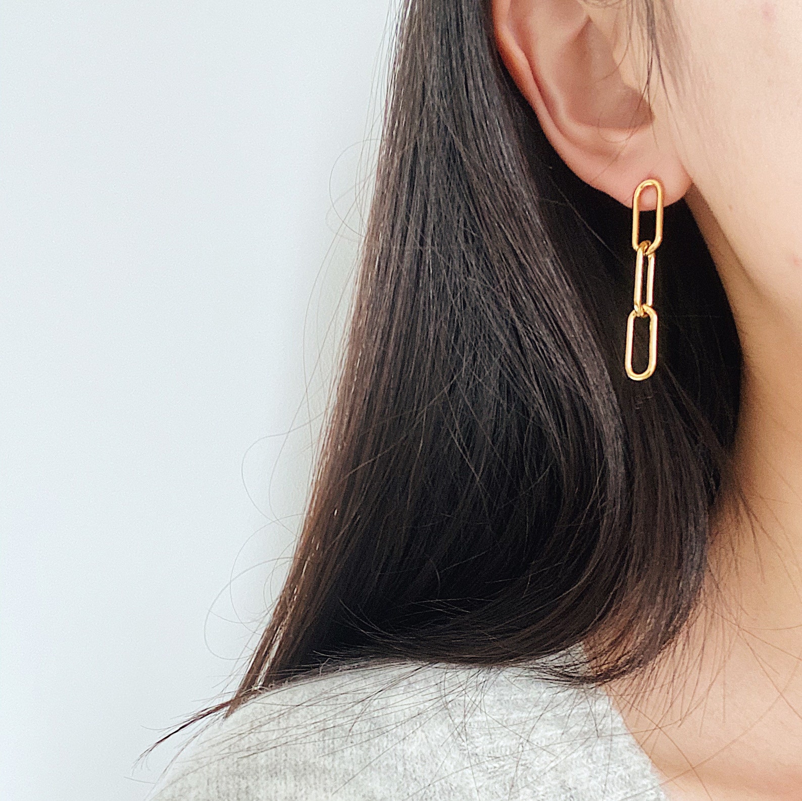 Chain Link Earrings Gold Link Earrings Gold Drop Earrings | Etsy