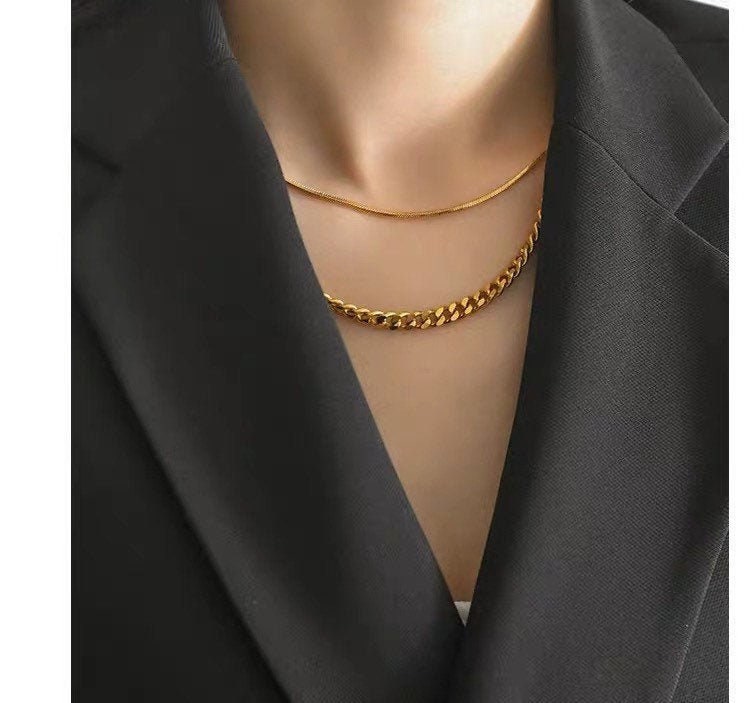 Thick Thin Gold Chain Necklace Gold Curb Chain Chunky Gold | Etsy