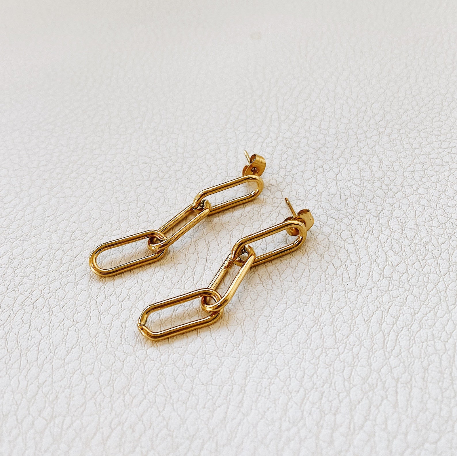 Chain Link Earrings Gold Link Earrings Gold Drop Earrings | Etsy