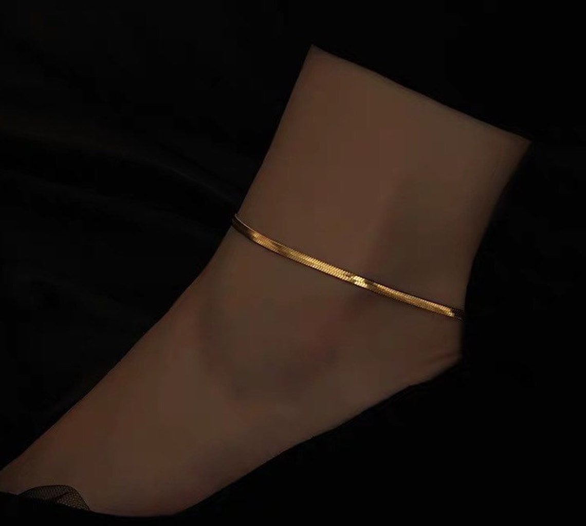 Gold Herringbone Anklet Dainty Gold Herringbone Anklet | Etsy