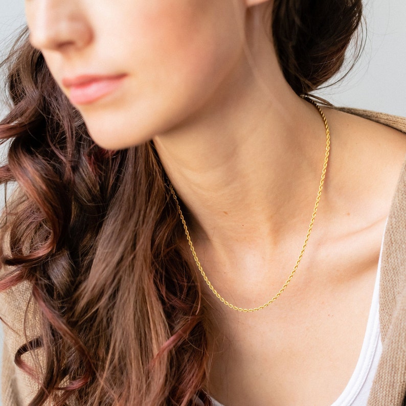 2mm Thin Gold Rope Twist Chain Chunky Chain Necklace Gold | Etsy