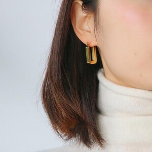 14K Gold Geometric Rectangular Hoops Gold Rectangular Hoop - Etsy