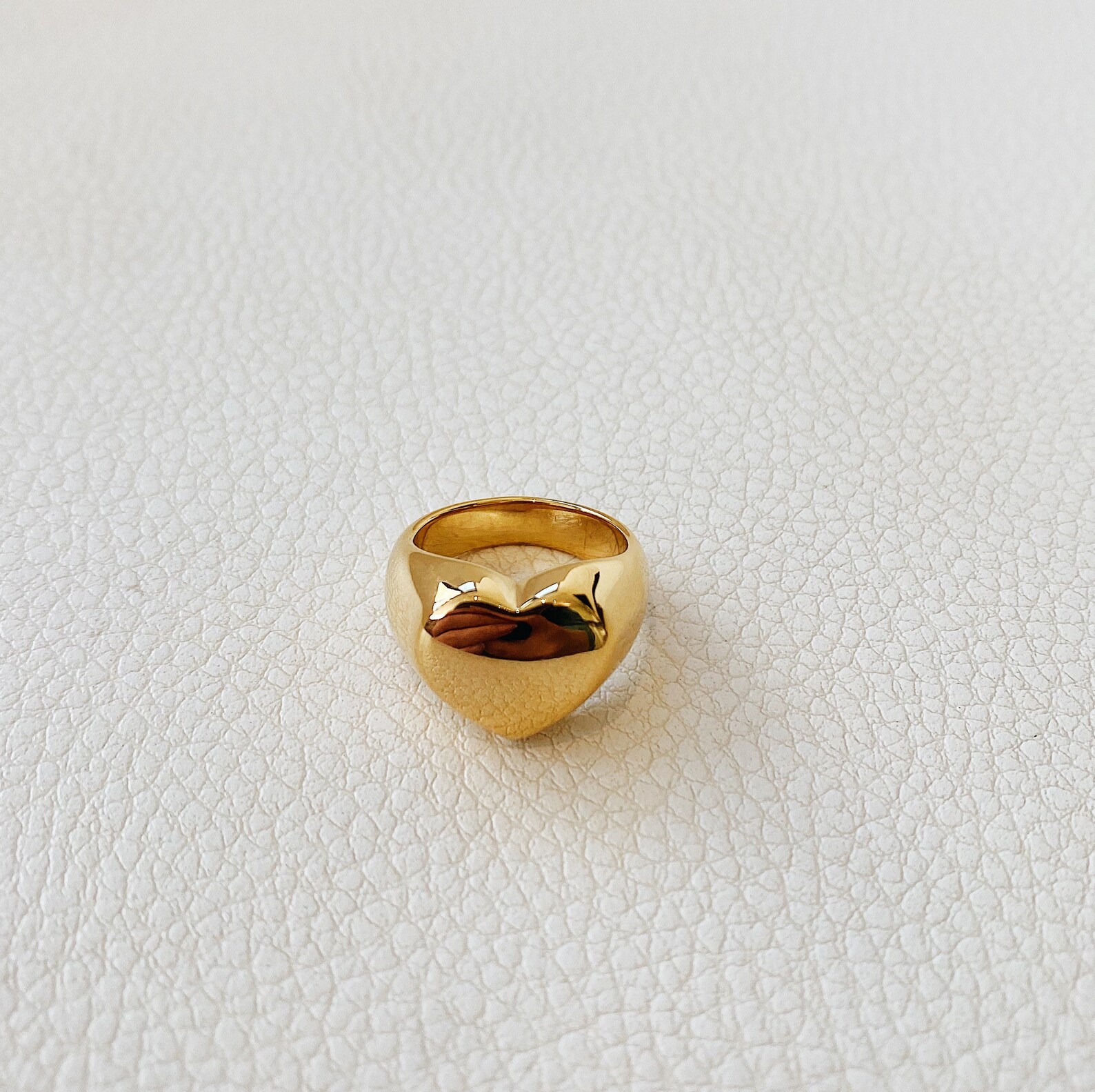 Gold Chunky Heart Ring Heart Signet Ring Gold Statement | Etsy