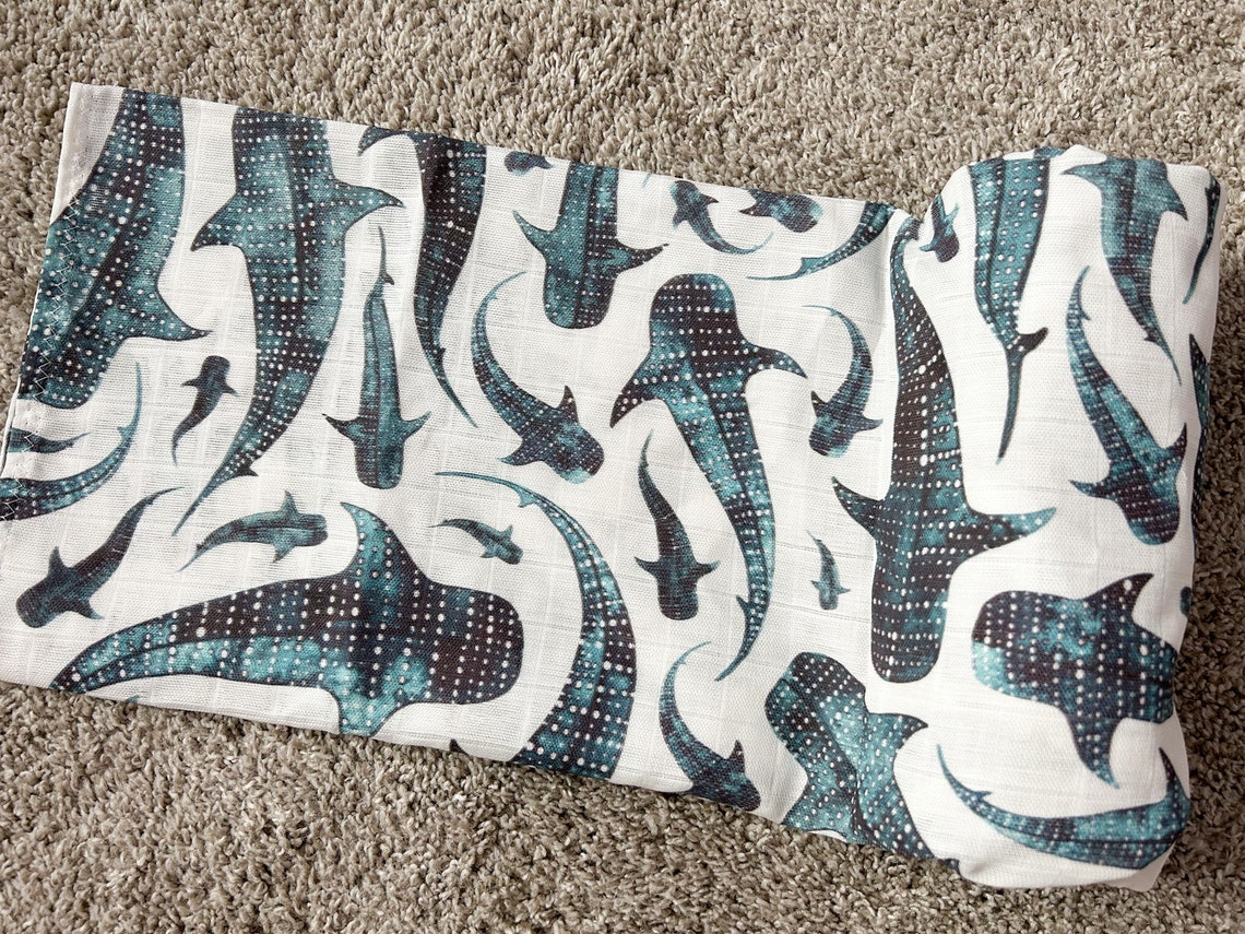 Minky Whale Shark Crib, Surfer Baby Blanket, Beach Baby Crib Blanket ...