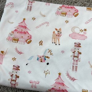 Pink Nutcracker Crib Bedding, Ballerina Baby Blanket, Pink Christmas ...