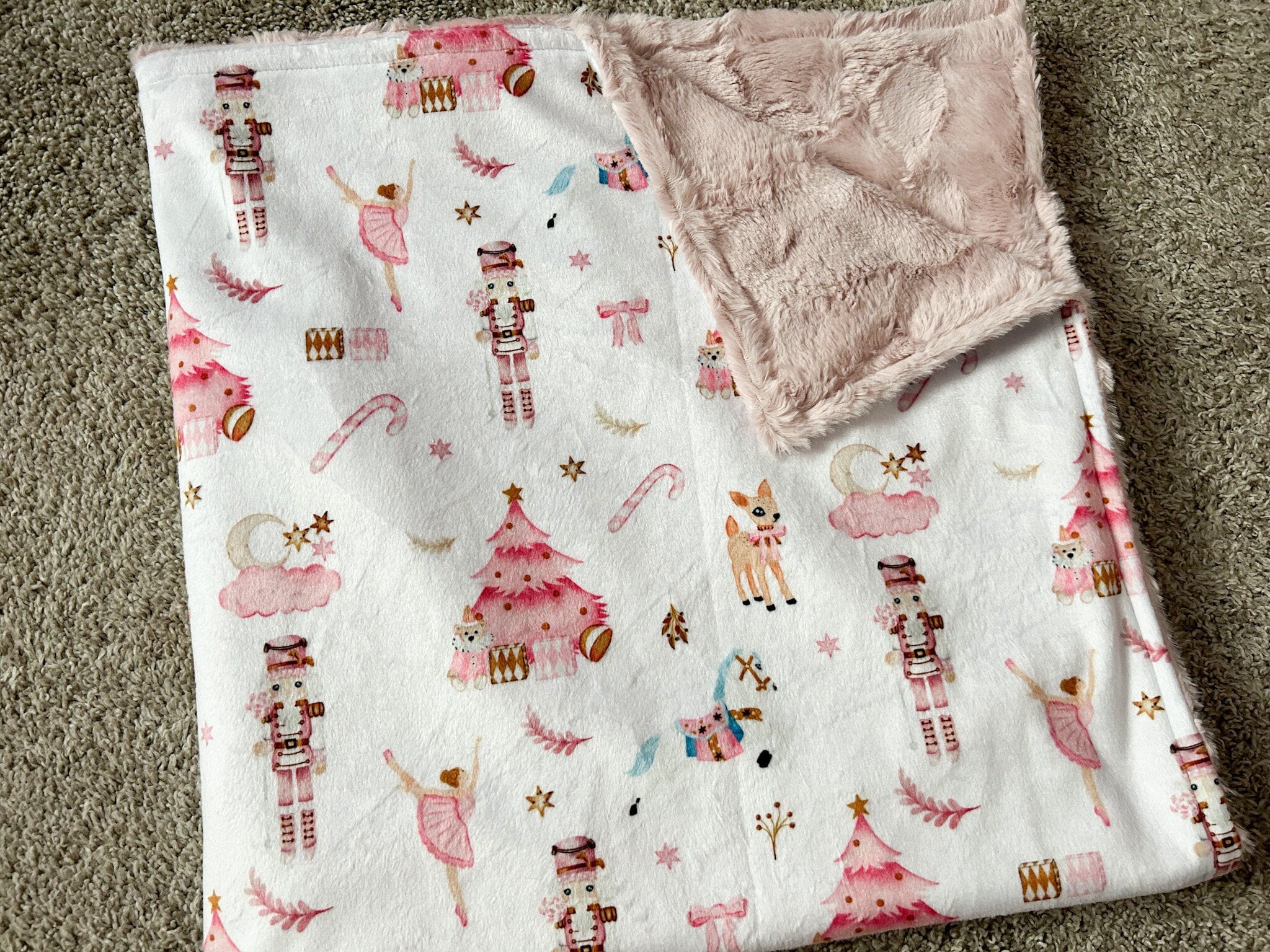 Pink Nutcracker Crib Bedding, Ballerina Baby Blanket, Pink Christmas ...