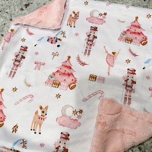 Pink Nutcracker Crib Bedding, Ballerina Baby Blanket, Pink Christmas ...