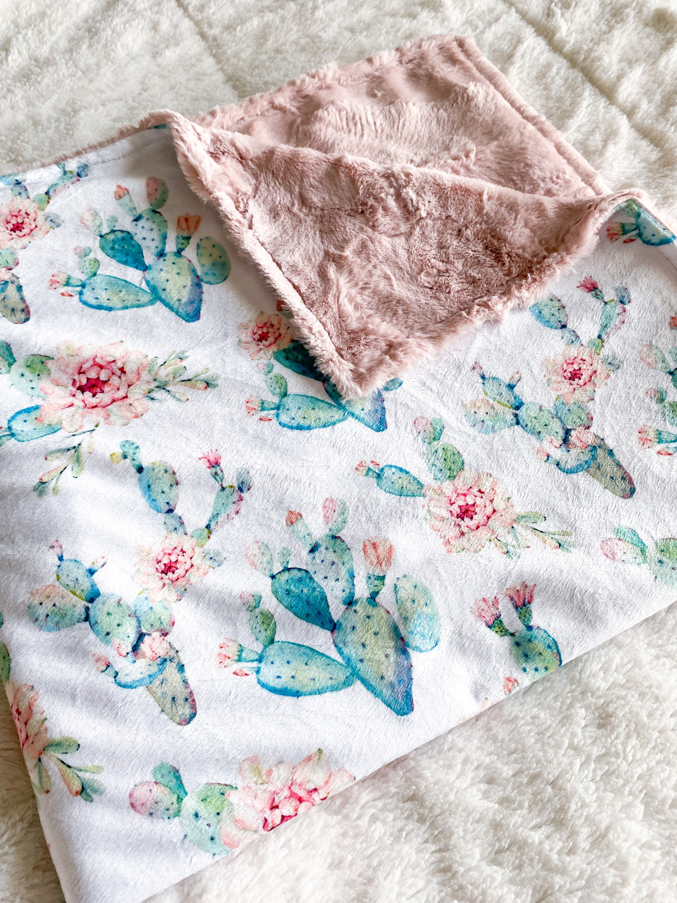 Minky Watercolor Cactus Baby Crib Blanket Floral Cactus Crib - Etsy