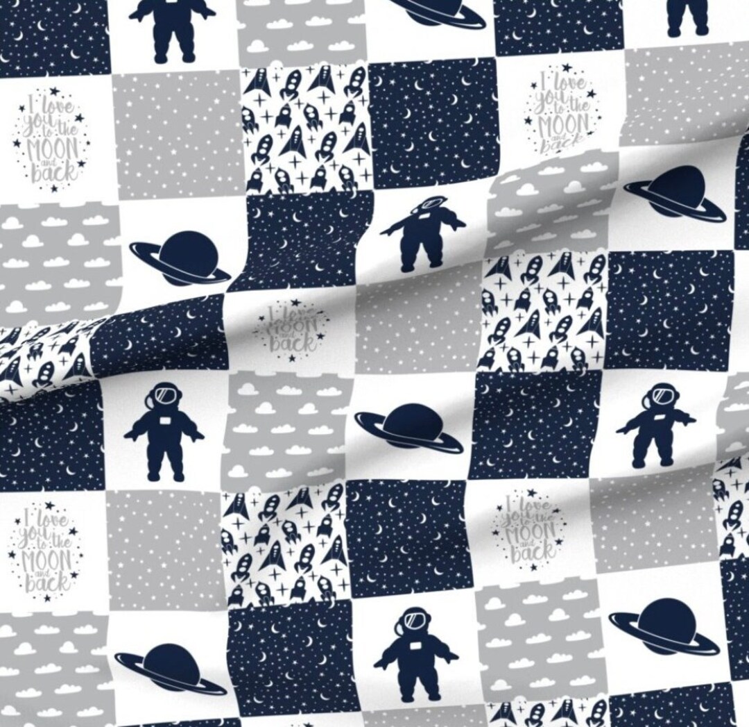 Neutral Space Baby Crib Blanket, Rocket Crib Bedding, Stars Planets ...
