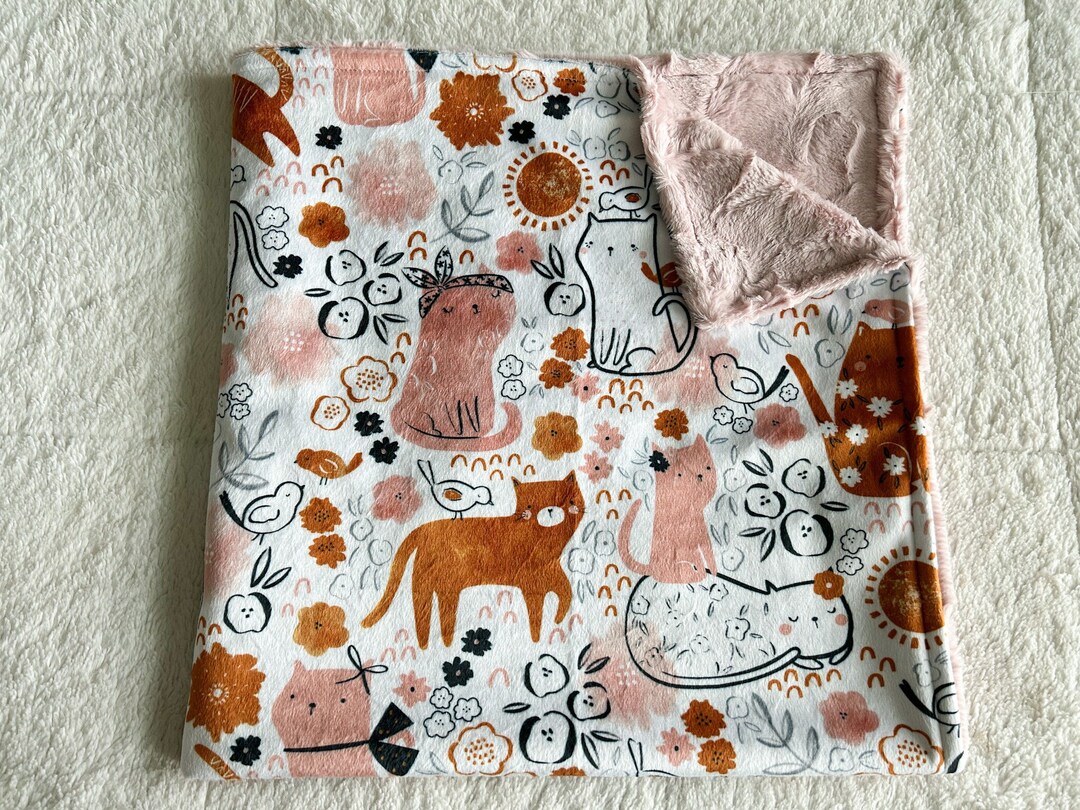 Floral Cat Baby Crib Bedding, Sun Baby Blanket, Fitted Crib Sheet ...