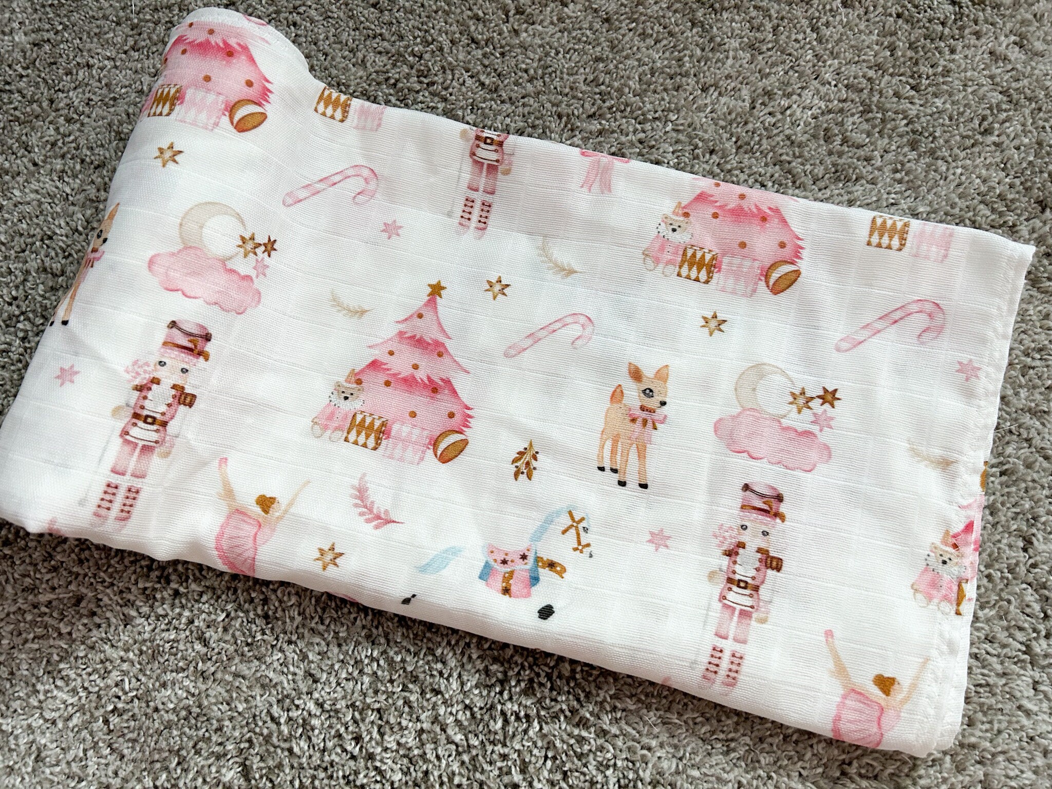 Pink Nutcracker Crib Bedding, Ballerina Baby Blanket, Pink Christmas ...
