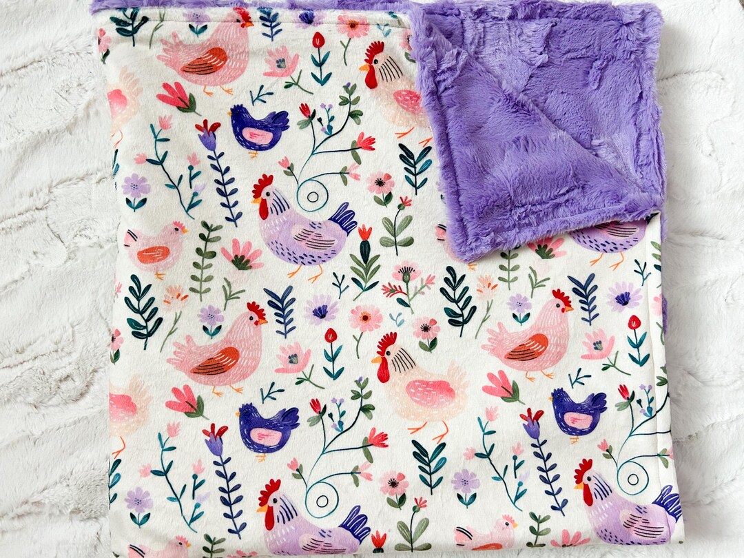 LOVEY, QUICK SHIP, Floral Chicken Farm Baby Crib Blanket, First ...